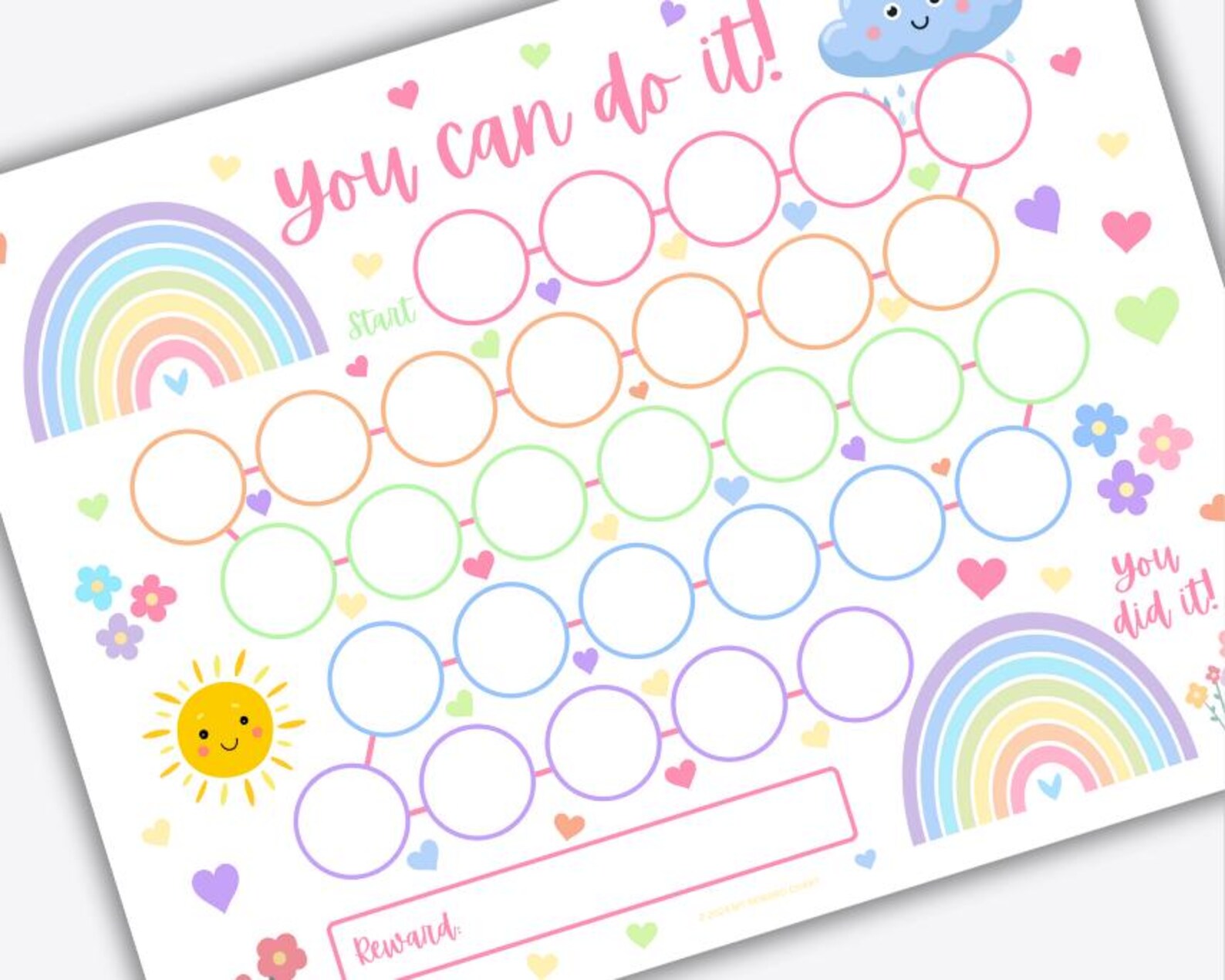 Rainbow Reward Chart, Potty Training Chart Download, Printable Reward ...