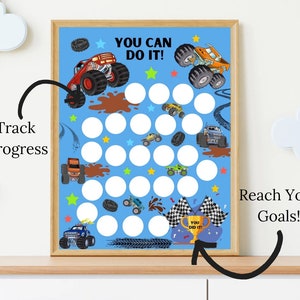 Printable Monster Truck Reward Chart, Big Cars Kids Behavior Chart ...