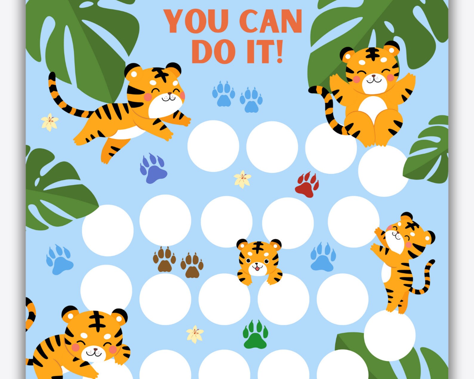Tiger Sticker Chart Printable, Tiger Reward Chart, Wild Animal Potty ...