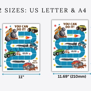 Monster Truck Reward Chart, Printable Reward Chart Kids, Potty Training ...