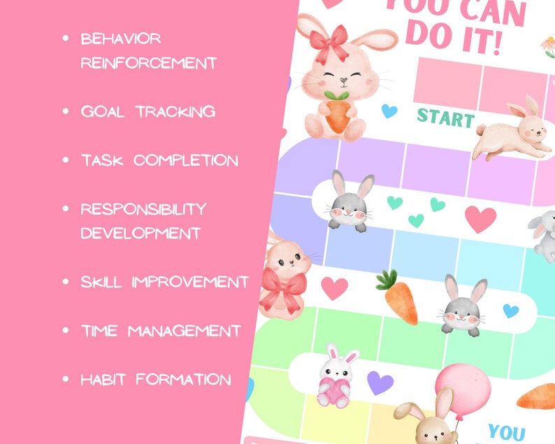 Printable Bunny Reward Chart, Potty Training Chart, Kids Reward Chart ...