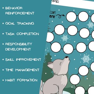 Wolf Reward Chart, Sticker Chart, Printable Reward Chart for Kids ...