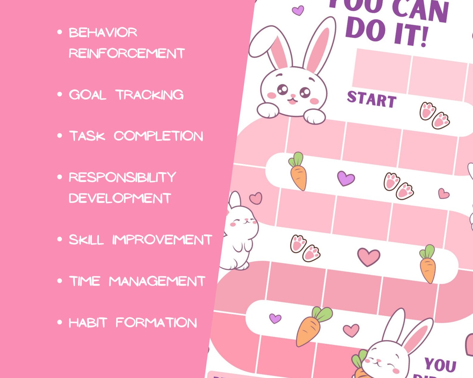 Bunny Reward Chart Printable Kids Reward Chart, Girls Sticker Chart ...