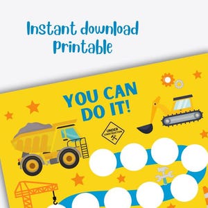 Printable Construction Truck Reward Chart, Truck Reward Chart, Potty ...
