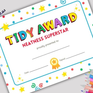 Clean Award, Tidy up Award, Clean Room Certificate, Tidy Desk Award ...