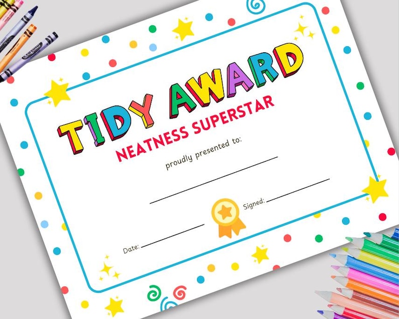 Clean Award, Tidy up Award, Clean Room Certificate, Tidy Desk Award ...