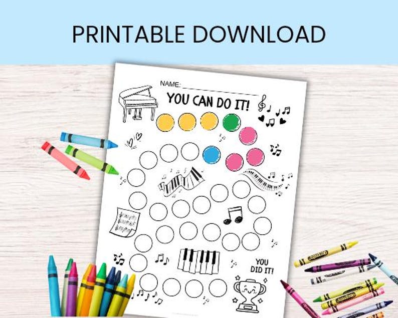 Piano Practice Reward Chart | Printable Music Tracker & Sticker Chart ...