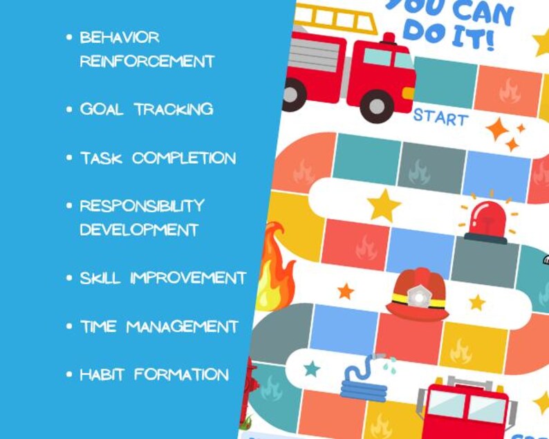 Fire Truck Reward Chart Printable, Kids Sticker Chart, Firefighter ...