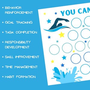 Swimming Reward Chart: Pool Theme, Kids Behavior Tracker (printable PDF ...