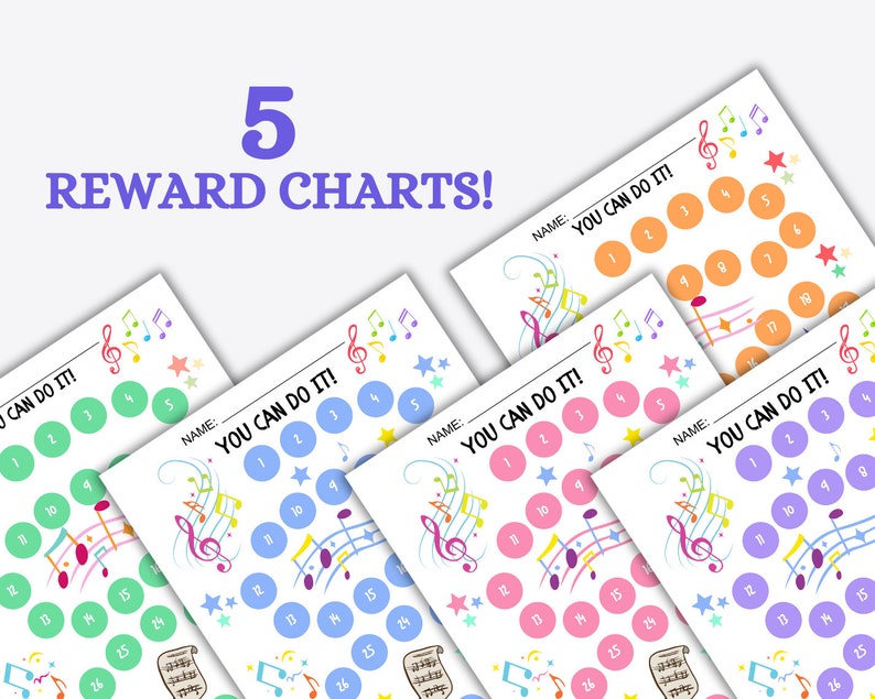 Printable Music Reward Charts, Music Practice Chart, Kids Reward Chart ...
