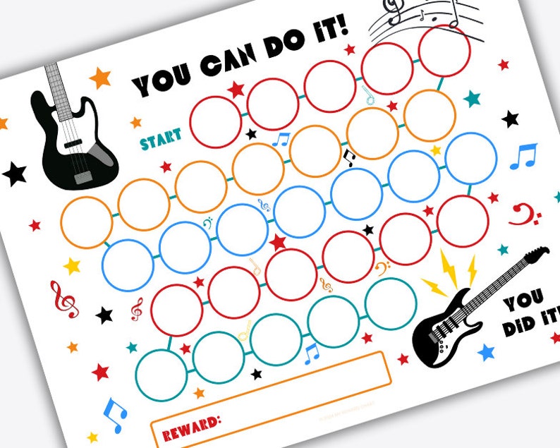 Electric Guitar Reward Chart Printable, Music Reward Chart, Music ...