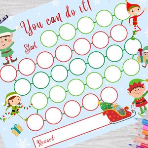 Christmas Elf Reward Chart: Holiday Kids Sticker Chart (printable PDF ...