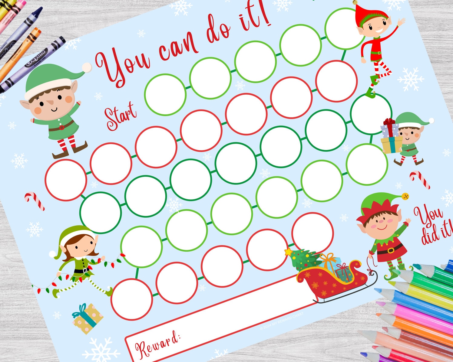 Christmas Reward Chart Printable, Kids Reward Chart, Christmas Sticker ...