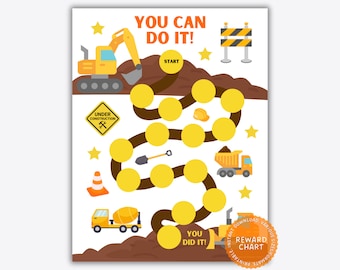 Printable Reward Chart, Digger Reward Chart, Instant Digital Download ...