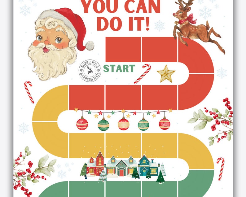 Printable Santa Reward Chart, Kids Christmas Reward Chart, Holiday Star ...