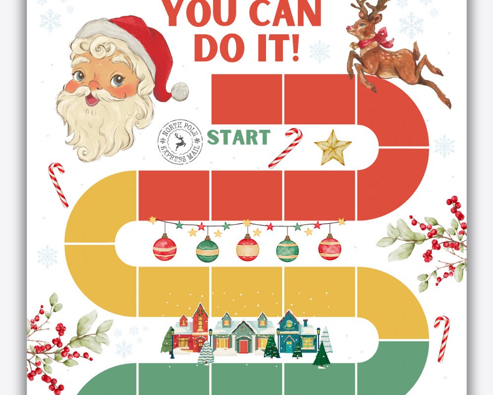 Printable Santa Reward Chart, Kids Christmas Reward Chart, Holiday Star ...
