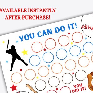 Baseball Reward Chart for Kids: Behavior & Potty Training (PDF, JPG ...