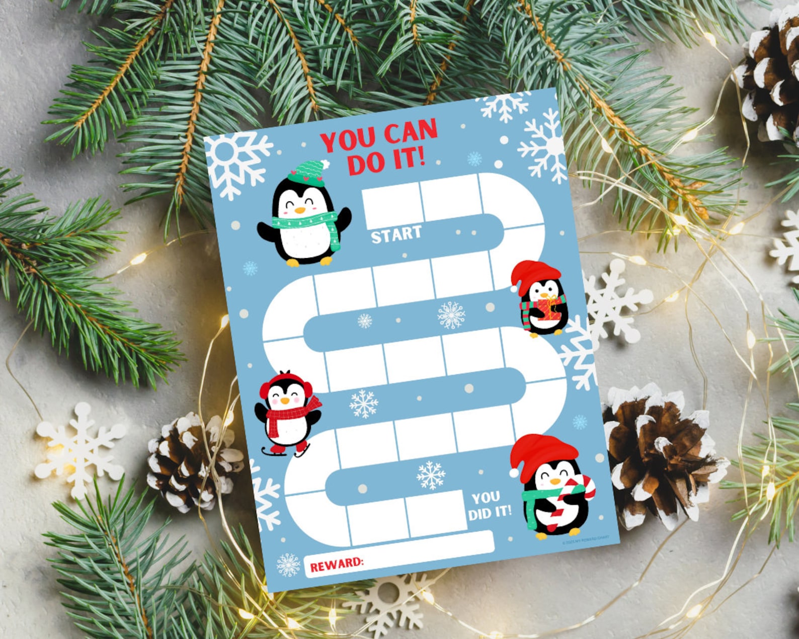 Penguin Christmas Reward Chart: Kids Behavior Tracker (digital Download ...