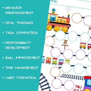 Train Reward Chart, Kids Behavior Chart, Sticker Chart, Inventive ...