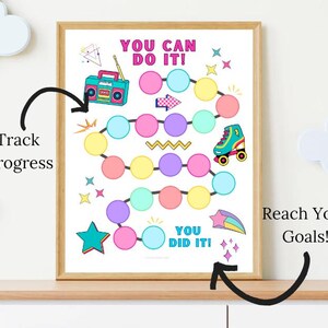 90s Retro Roller Skate Reward Chart Printable, Workout Habit Tracker ...