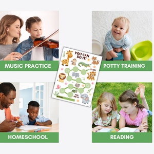 Printable Zoo Reward Chart for Kids, Jungle Potty Training Chart for ...