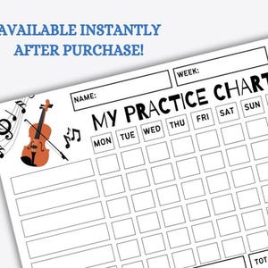 Printable Violin Practice Reward Chart, Violin Practice Chart, Violin ...