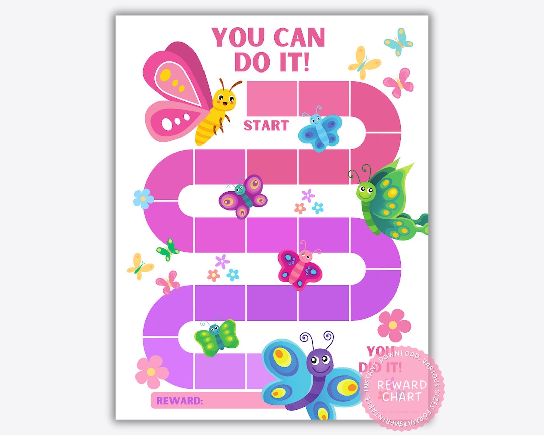 Butterfly Reward Chart Printable, Girls Sticker Chart, Spring Reward ...