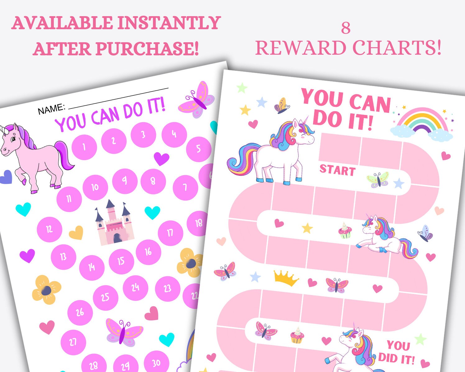 Unicorn Reward Charts, Girls Potty Training Chart, Kids Behavior Chart ...