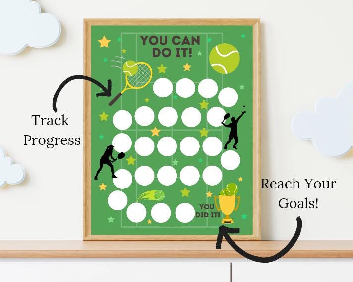 Tennis Reward Chart, Sport Reward Chart, Tennis Sticker Chart, Athlete ...