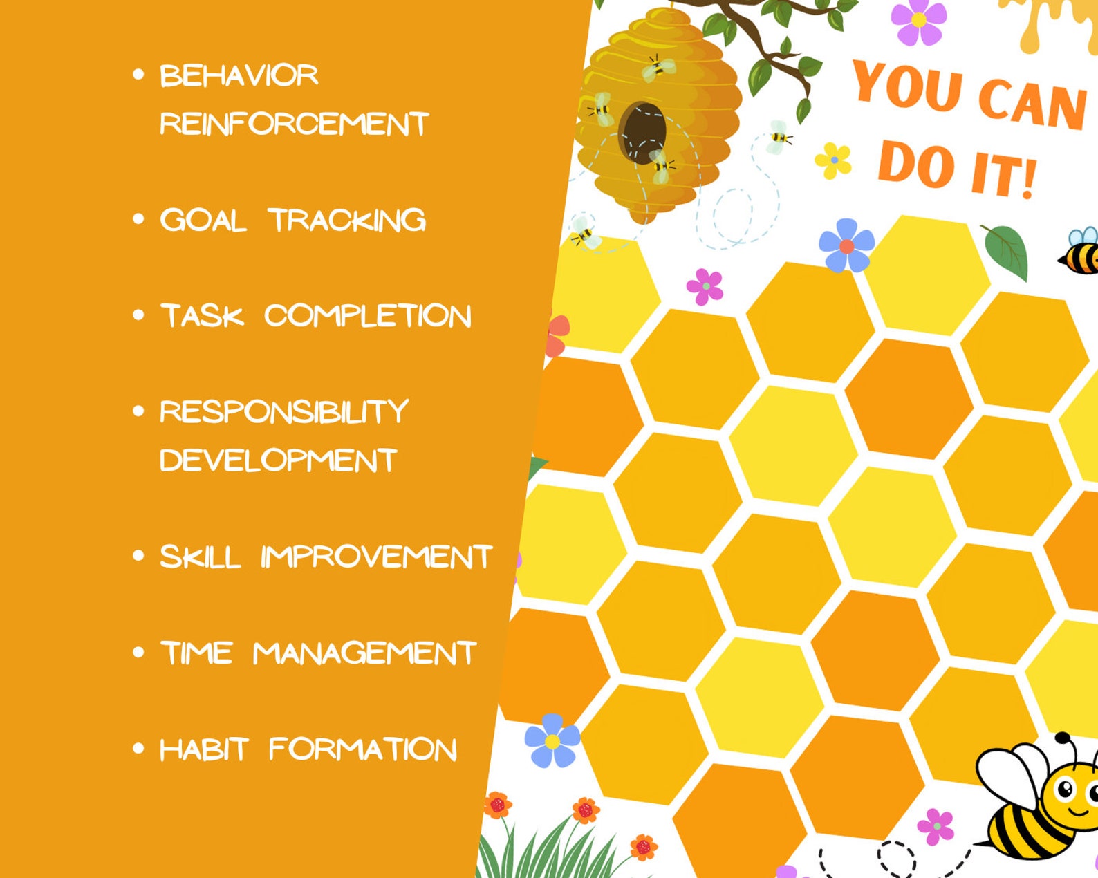 Printable Bee Reward Chart, Honey Bee Behavior Chart, Reward Chart Kids ...