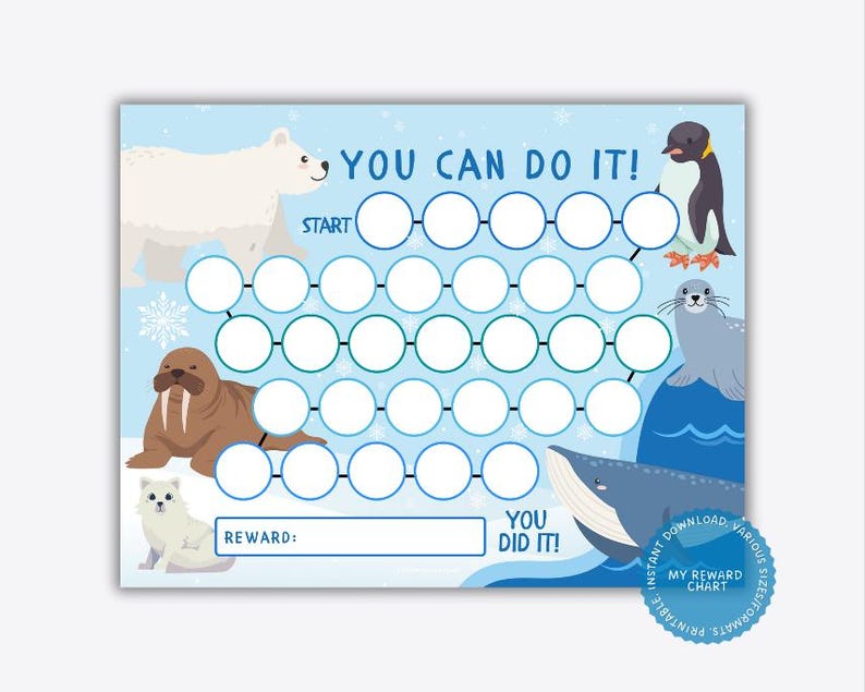 Arctic Animals Reward Chart: Kids' Potty Training, Behavior (PDF) - Etsy