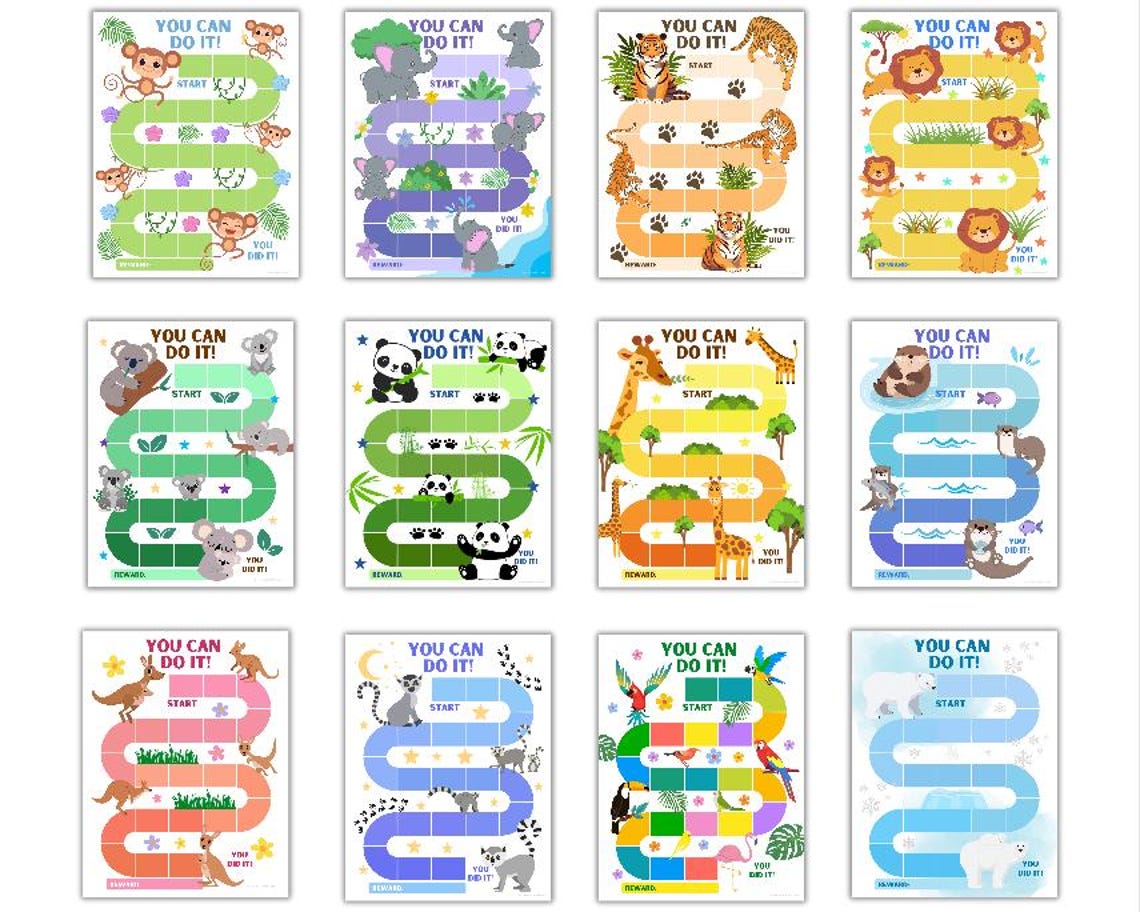 Printable Zoo Animal Reward Chart, Bundle, Jungle Reward Chart, Zoo ...