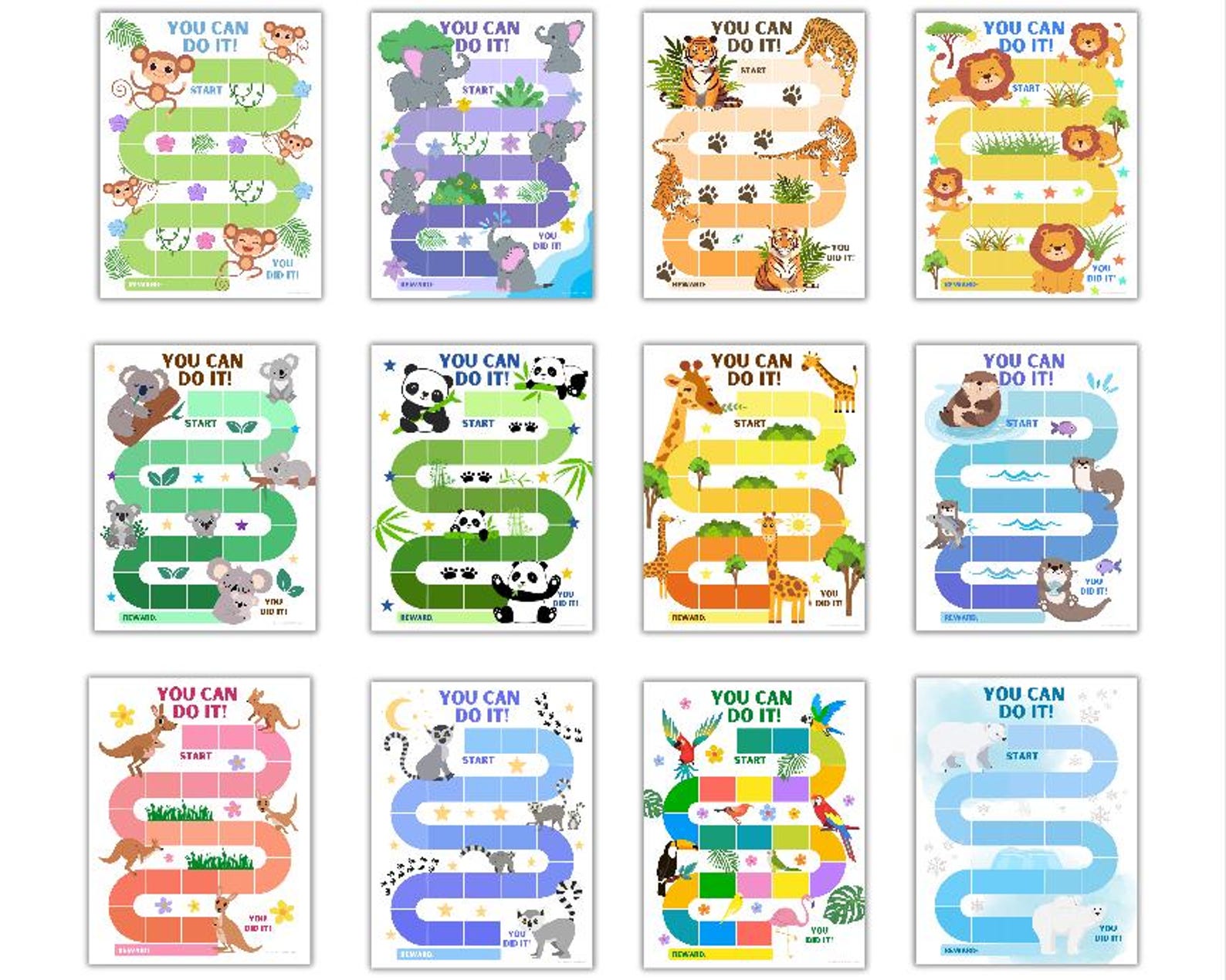 Printable Zoo Animal Reward Chart, Bundle, Jungle Reward Chart, Zoo ...