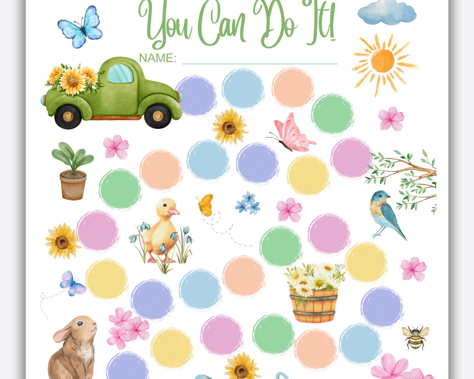 Spring Flower Reward Chart: Kids Printable Sticker Chart (PDF) - Etsy