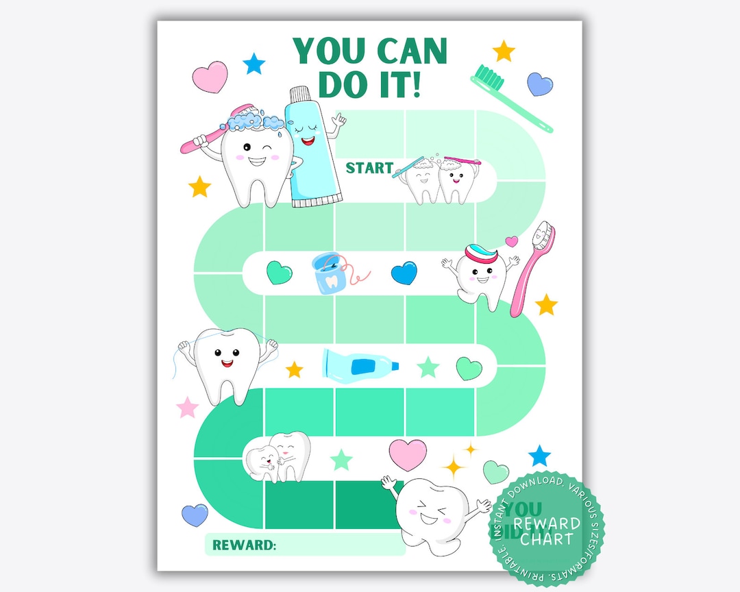 Reward Chart, Brush Your Teeth Reward Chart, Kids Reward Chart, Teeth ...