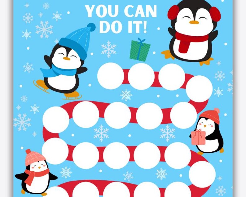Christmas Penguin Reward Chart: Toddler Potty Training, School ...
