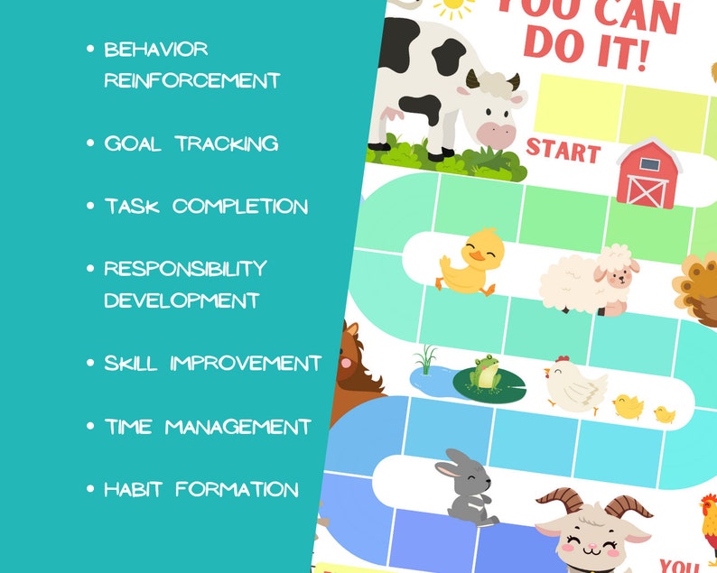 Farm Animal Reward Chart: Kids Potty Training, Behavior Tracker (PDF ...