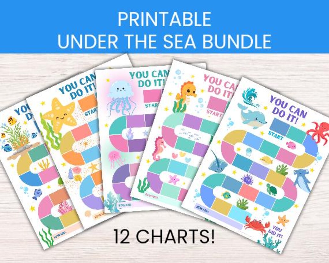 Ocean Theme Reward Chart Bundle, Kids Sticker Chart Printable, Behavior ...