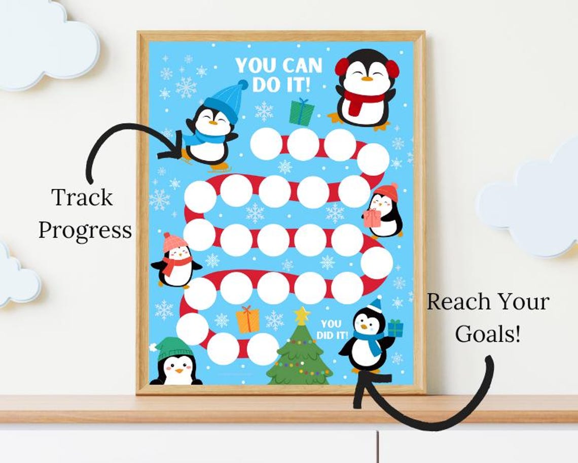 Christmas Penguin Reward Chart: Toddler Potty Training, School ...