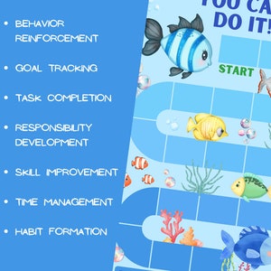 Fish Reward Chart Kids Printable, Ocean Sticker Chart, Sea Creature ...