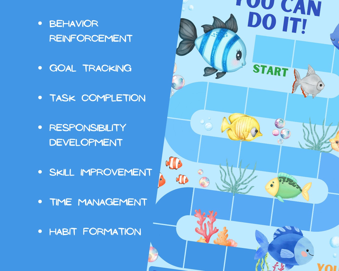 Fish Reward Chart: Ocean Theme, Kids Behavior Tracker (printable) - Etsy