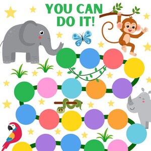 Jungle Reward Chart, Printable Zoo Sticker Chart for Kids, Potty ...