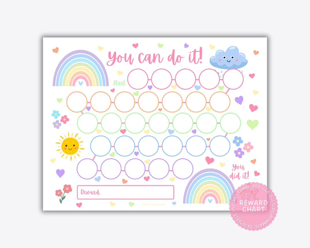 Rainbow Reward Chart, Potty Training Chart Download, Printable Reward ...