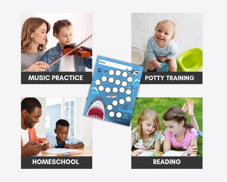 Shark Reward Chart: Kids Behavior & Potty Training (printable Download ...