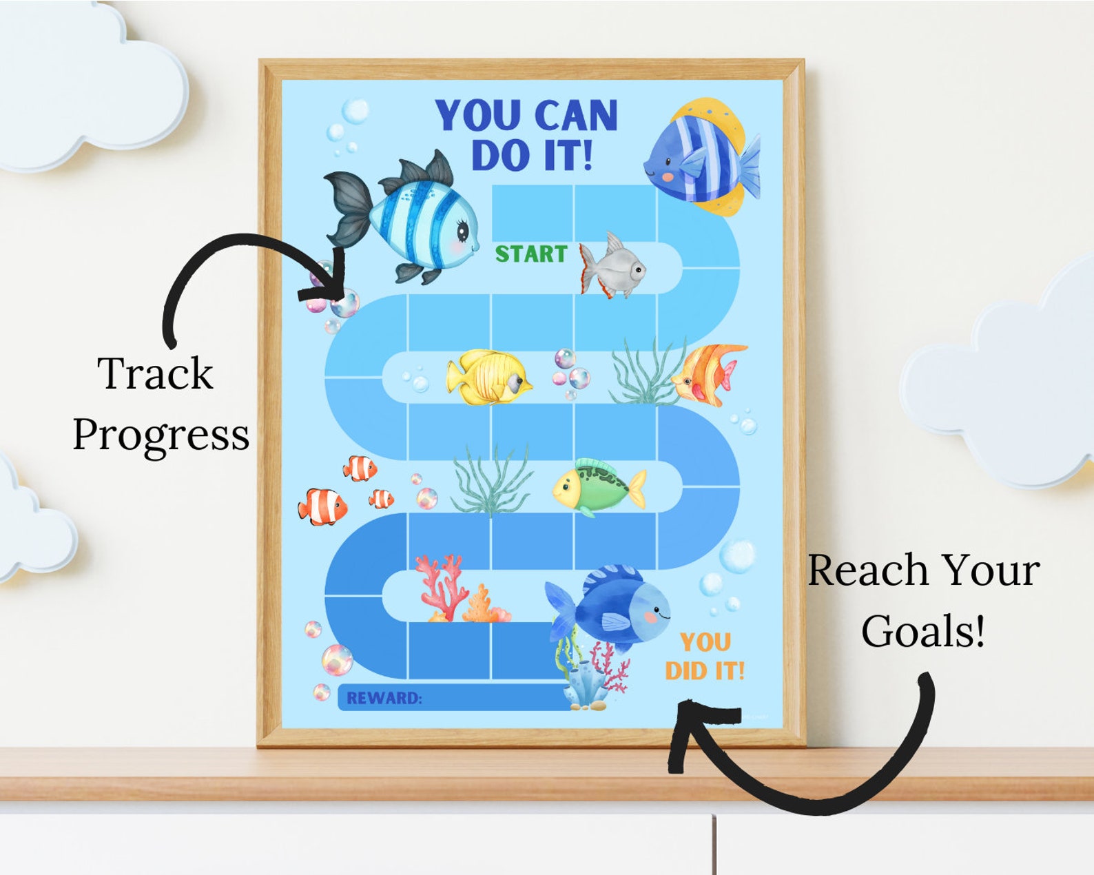 Fish Reward Chart: Ocean Theme, Kids Behavior Tracker (printable) - Etsy