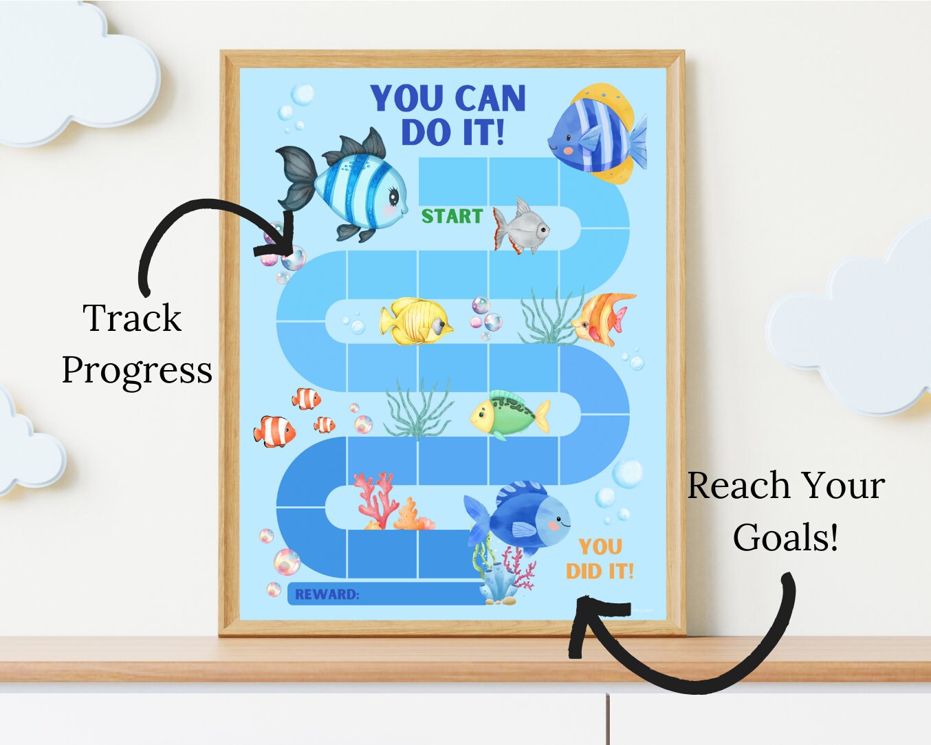 Fish Reward Chart: Ocean Theme, Kids Behavior Tracker (printable) - Etsy