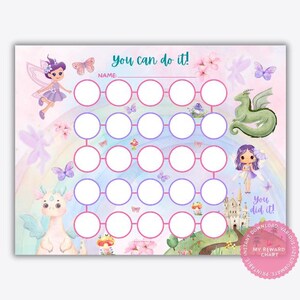 Girls Potty Training Chart Bundle, Fairy Dragon Reward Chart, Unicorn ...