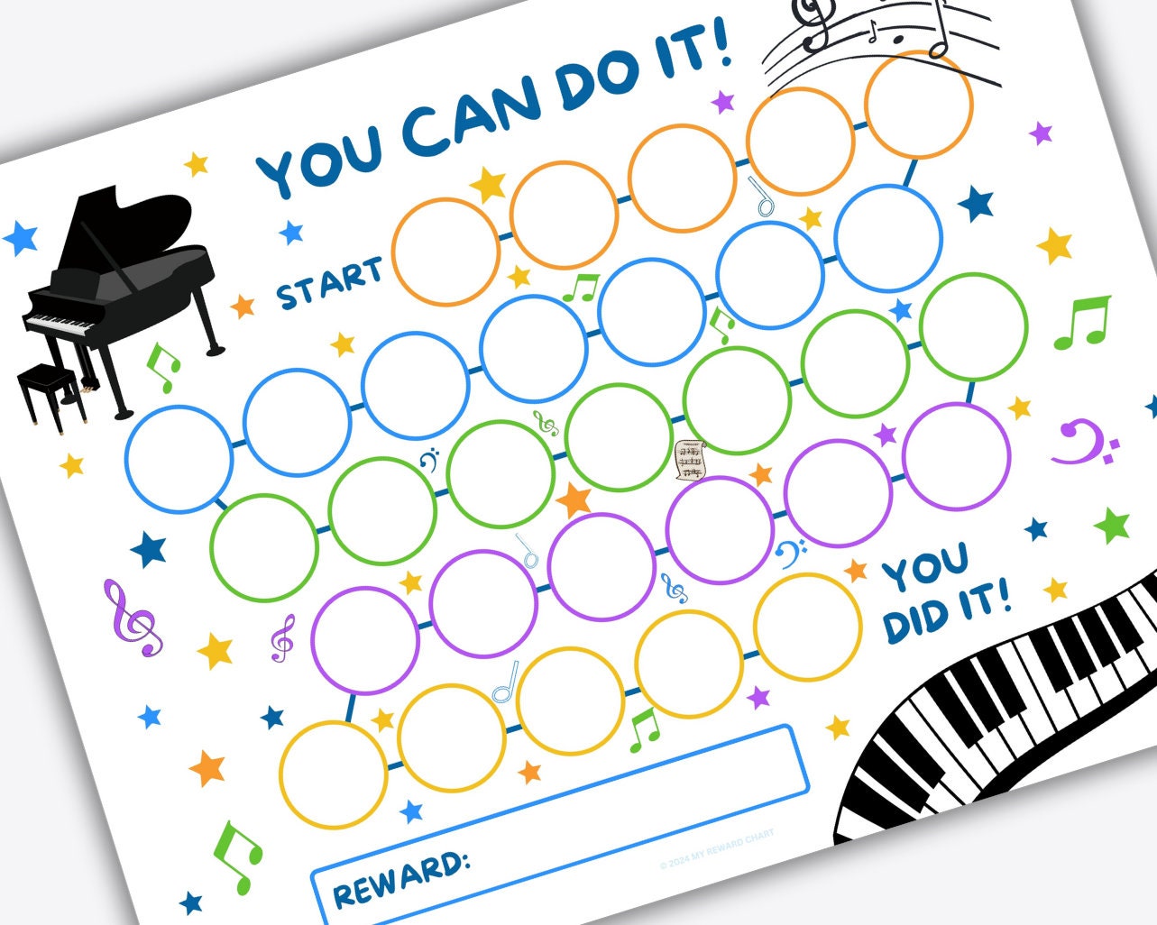 Printable Piano Reward Chart, Music Reward Chart, Piano Practice Chart ...