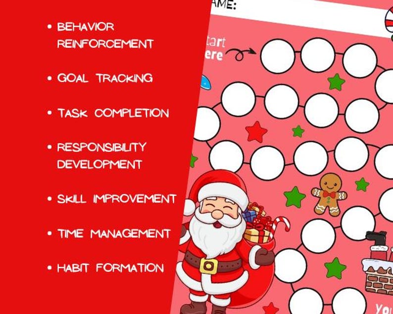 Santa Christmas Reward Chart: Printable Habit Tracker (digital Download ...