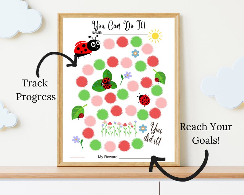 Printable Ladybug Reward Chart: Kids Behavior & Potty Training (digital ...